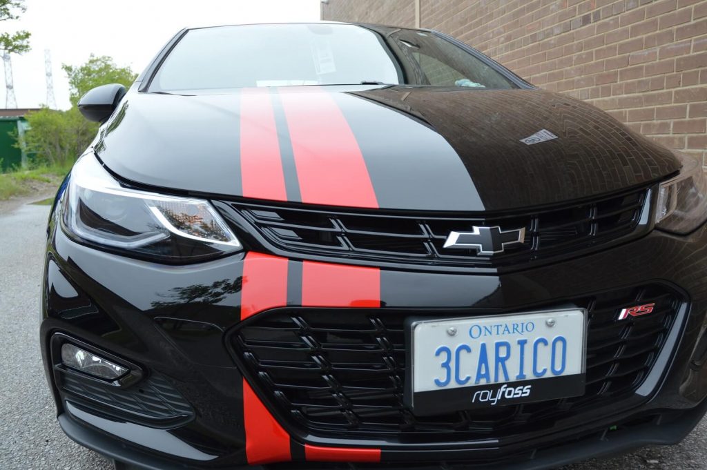 Cool Red Racing Stripes, Vinyl Wrap Toronto - 3M