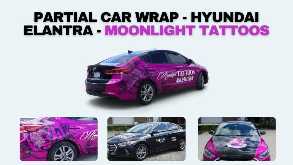 Cool Partial Car Wrap Hyundai Elantra - Moonlight Tattoos